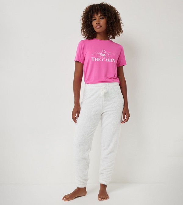Buy Ardene Solid Plush Pajama Pants In White | 6thStreet Qatar