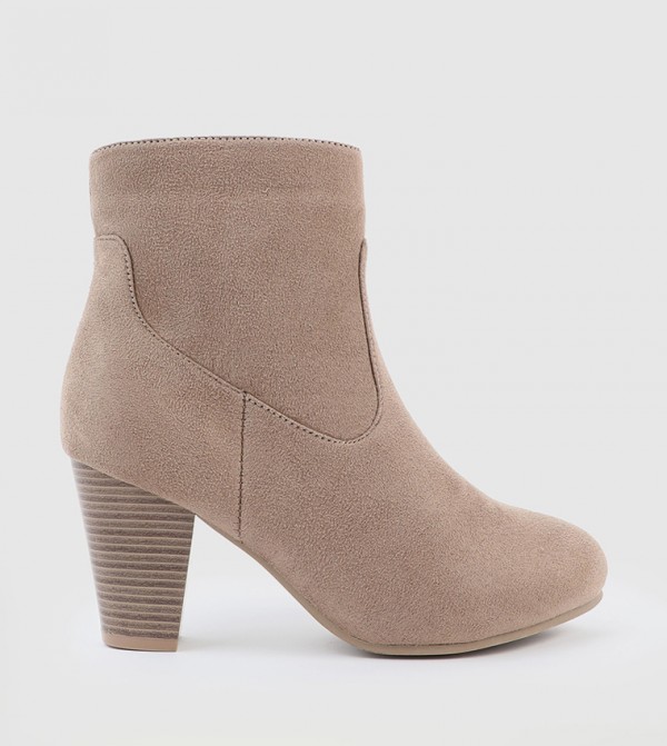 Buy Ardene Cone Heel Ankle Boots In Beige | 6thStreet Kuwait