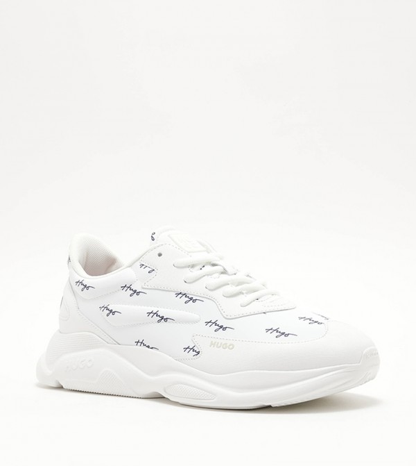 Buy HUGO Signature Logo Lace Up Sneakers In White | 6thStreet Saudi Arabia