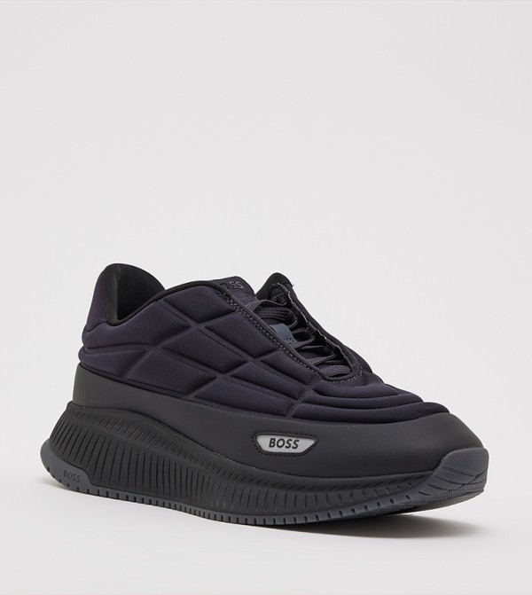Buy BOSS Logo Detail Platform Chunky Sneakers In Navy | 6thStreet UAE