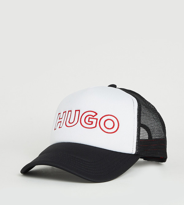 Buy HUGO Logo Embroidered Mesh Detail Trucker Cap In White | 6thStreet ...