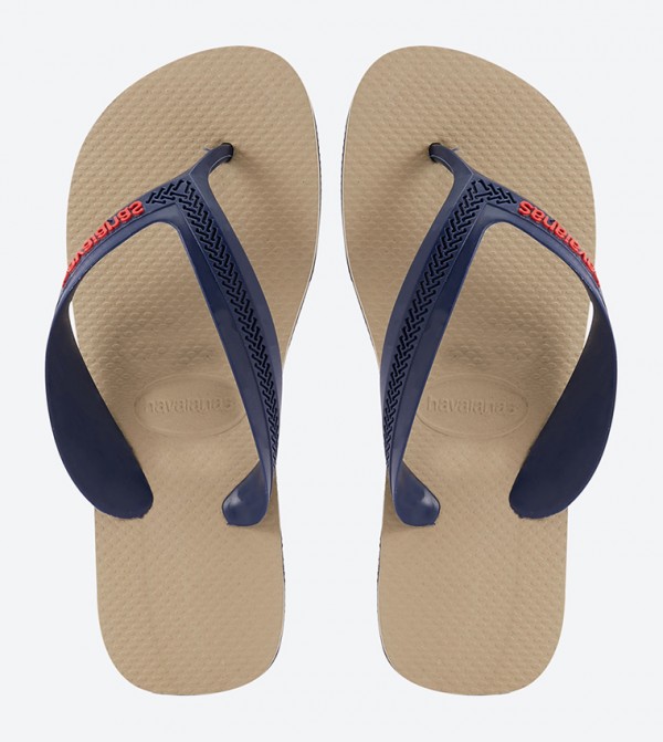 Buy Havaianas Brand Name Details Strap Round Toe Max Flip Flops Beige ...