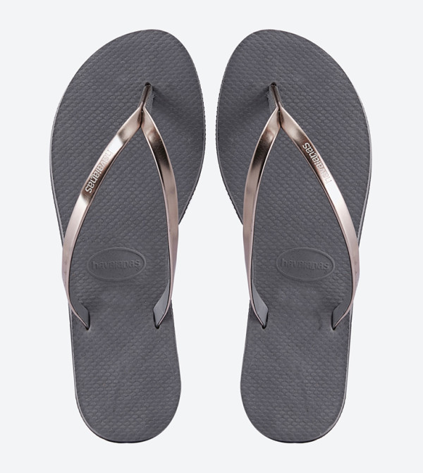 Buy Havaianas Open Toe You Metallic Flip Flops In Grey | 6thStreet ...
