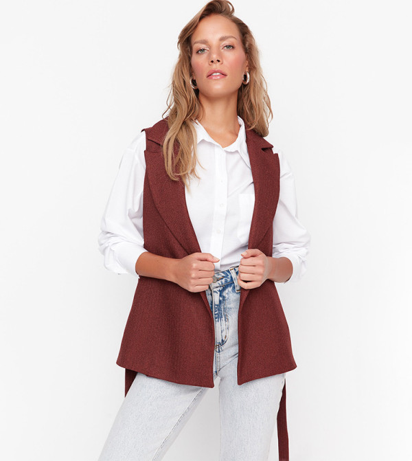 Buy Trendyol Basic Sleeveless Belted Vest In Violet | 6thStreet UAE