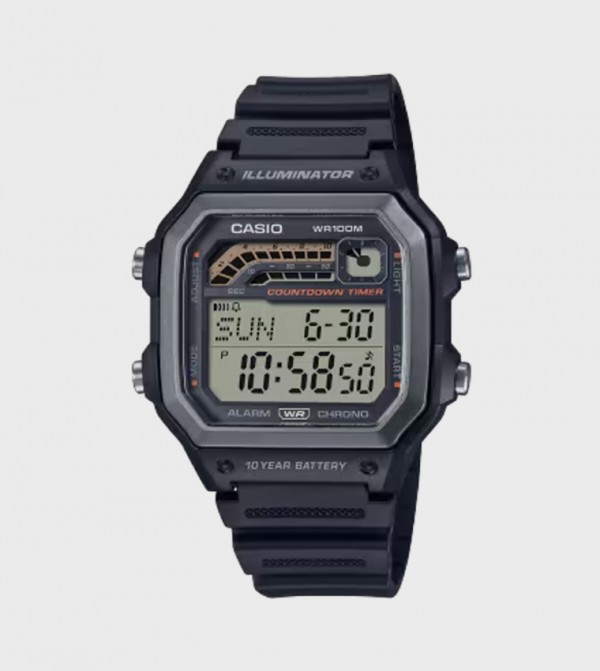Buy Casio Square Dial Resin Strap Digital Watch In Grey | 6thStreet Qatar