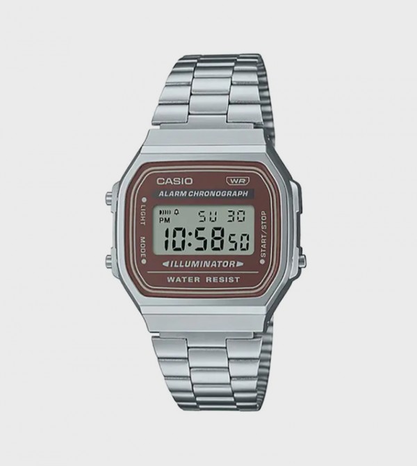 Buy Casio Square Dial Stainless Steel Strap Digital Watch In Silver ...