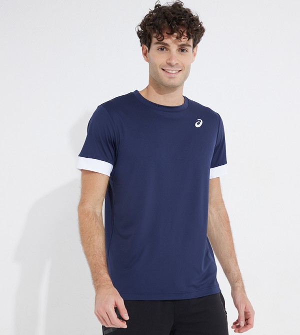 Buy Asics Logo Detail Court Short Sleeves T Shirt In Blue | 6thStreet ...