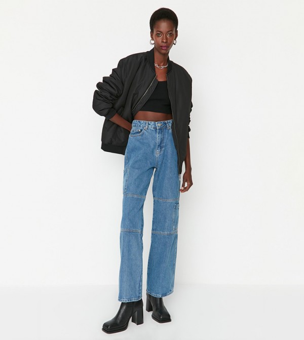 Buy Trendyol High Waist 90's Wide Leg Jeans In Blue | 6thStreet Saudi ...