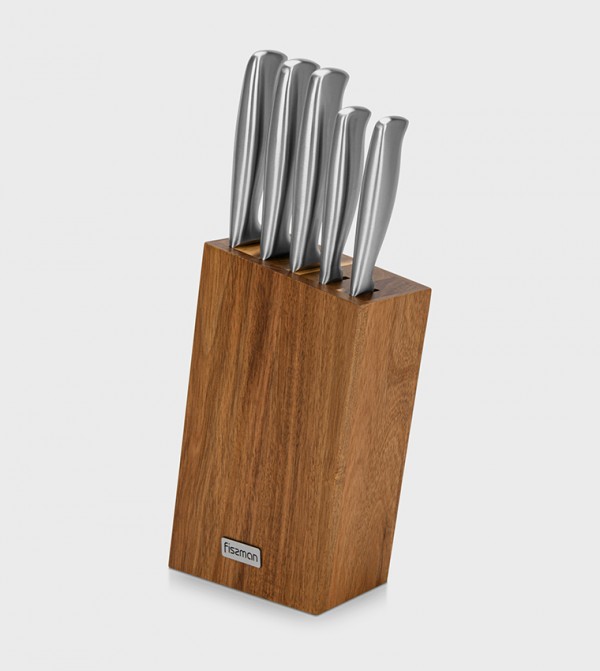 Buy Fissman 6 Piece Knife Set Nagatomi With Wooden Block X30Cr13 Steel ...