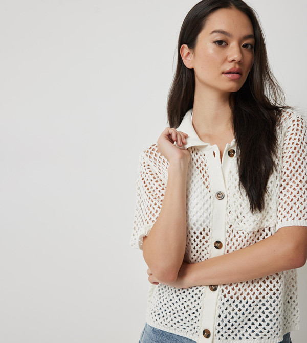 Buy Ardene Crochet Long Sleeves Shirt In Cream | 6thStreet UAE