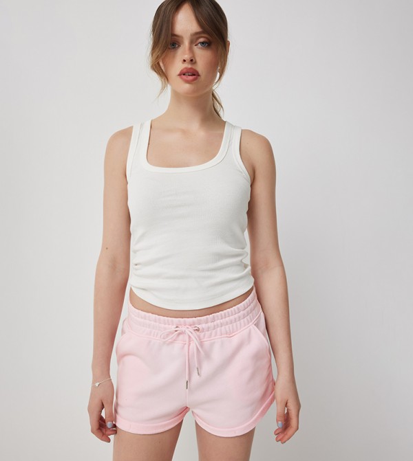 Buy Ardene Drawstring Waist Sweatshorts In Pink | 6thStreet UAE