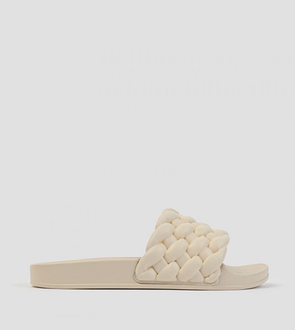 Buy Ardene Braided Open Toe Slides In Beige | 6thStreet UAE