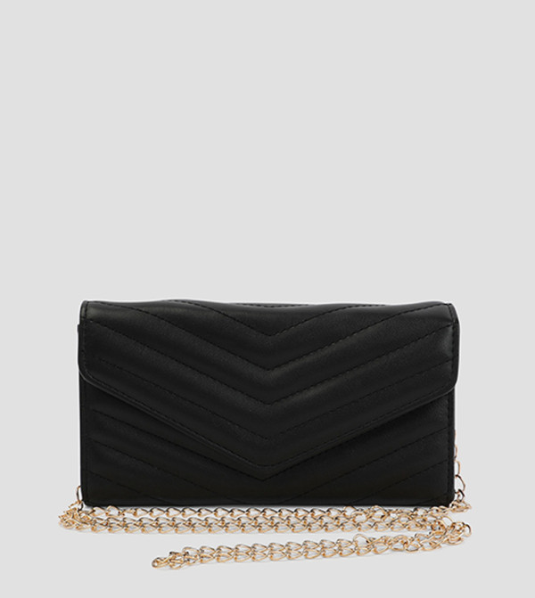 Buy Ardene Quilted Clutch With Chain Strap In Black | 6thStreet UAE