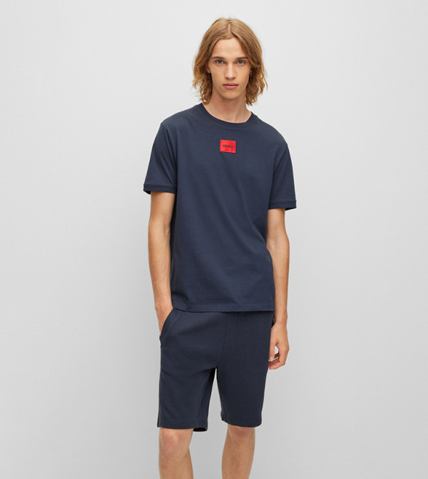 Buy HUGO Regular Fit T Shirt With Logo Label In Blue | 6thStreet Saudi ...