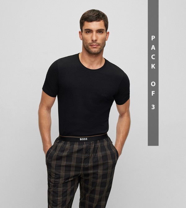 Buy BOSS Pack Of 3 T Shirts With Embroidered Logo In Black | 6thStreet ...