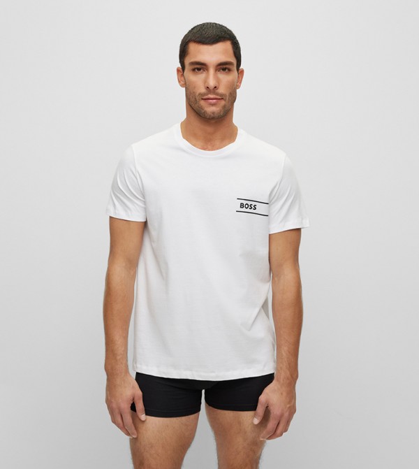 Buy BOSS Underwear T Shirt With Stripes And Logo In White | 6thStreet UAE