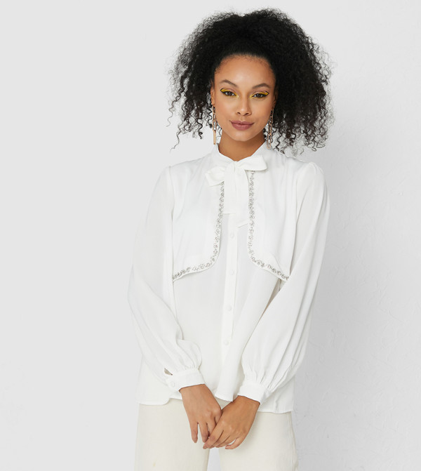 Buy ANOTAH Full Sleeves Shirt Tunic White In White | 6thStreet Oman
