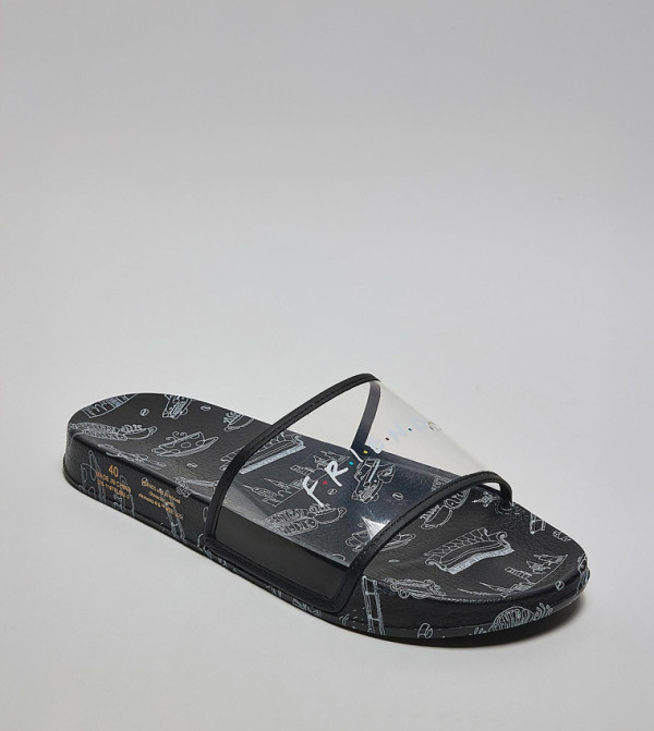 Buy R&B Transparent Strap Slides In Black | 6thStreet UAE