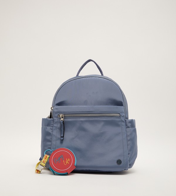 Buy Parfois Logo Detail Zip Closure Backpack In Blue | 6thStreet UAE
