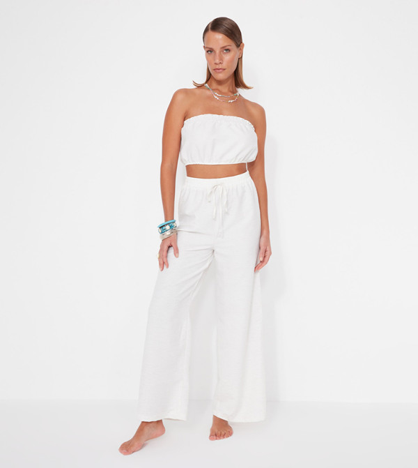 Buy Trendyol Smocked Elastic Waist Co Ord Set In White | 6thStreet ...