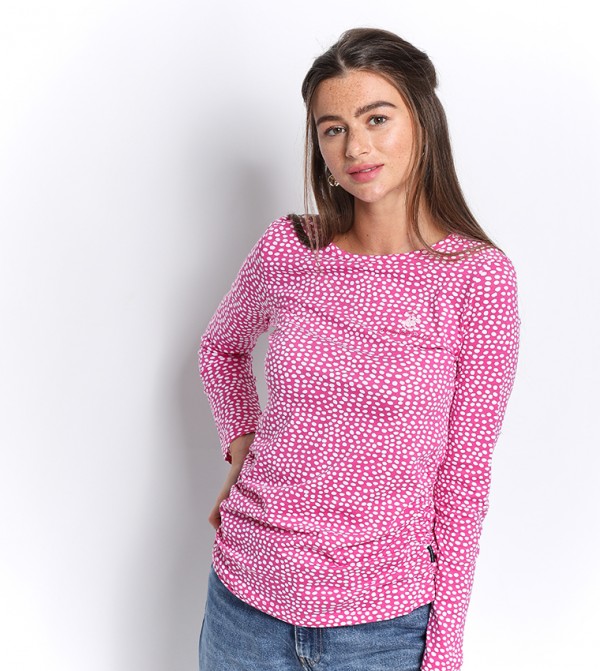 Buy Beverly Hills Polo Club Polka Dot Printed Side Shir Top In Pink ...