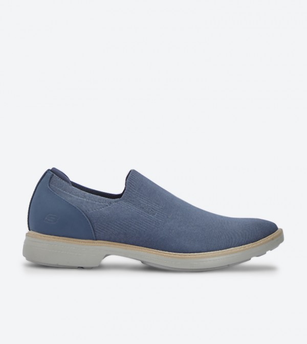 Buy Skechers Pierson Solem Round Toe Slip Ons Blue In Blue | 6thStreet UAE