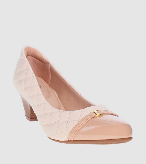 Buy Modare SCARLET Quilted Block Heel Pumps In Beige | 6thStreet UAE