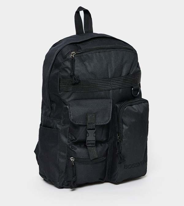 Buy Styli Multi Front Pocket Backpack In Black | 6thStreet Saudi Arabia