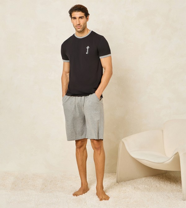 Buy Styli Key Print Short Sleeves Pajama Set In Multiple Colors ...