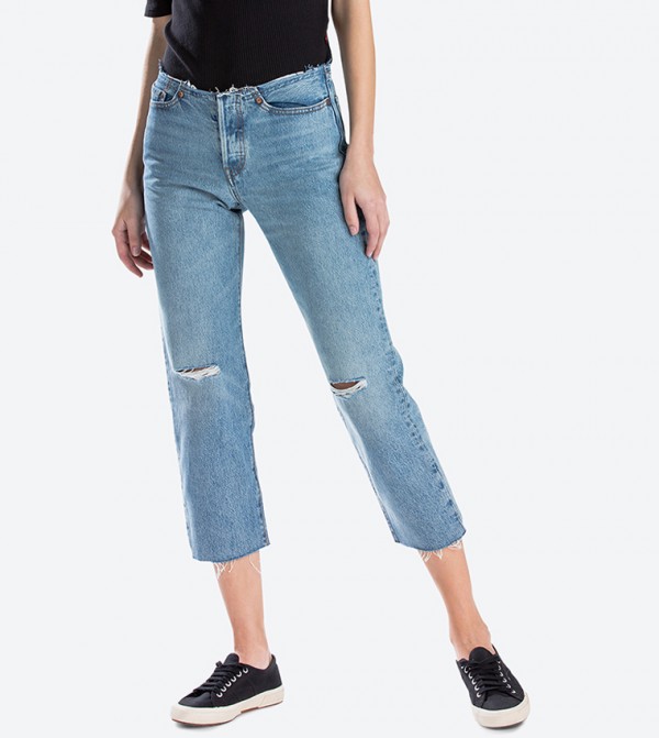 Buy Levi's 501 CT Slash Knee Cropped Jeans Blue In Blue | 6thStreet Qatar