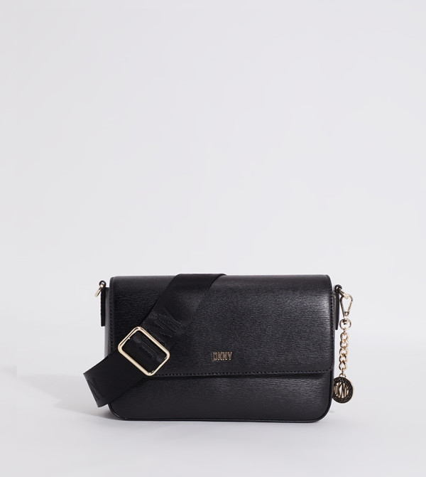 Buy Dkny BRYANT Textured Flap Crossbody Bag In Black | 6thStreet Bahrain