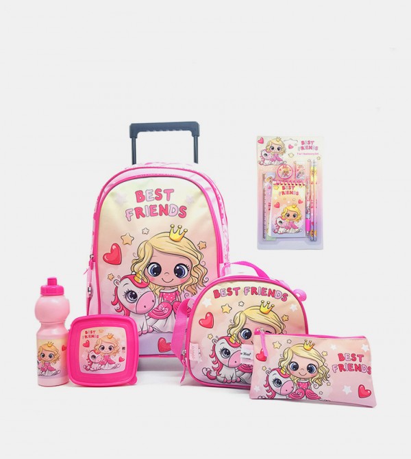Buy RAINBOW MAX Promobox Princess Printed Trolley Backpack Set 25 ...