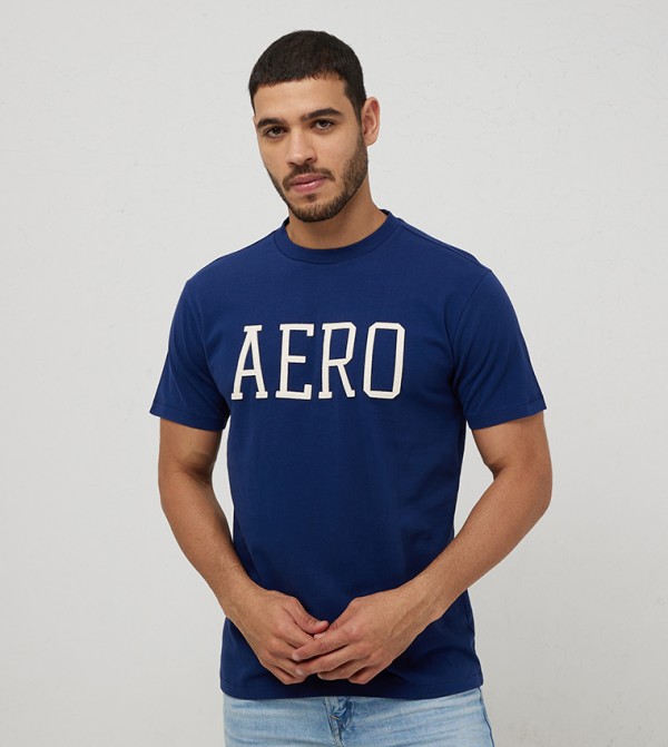 Buy Aeropostale Aero Guy’s Logo Applique T Shirt In Blue | 6thStreet UAE