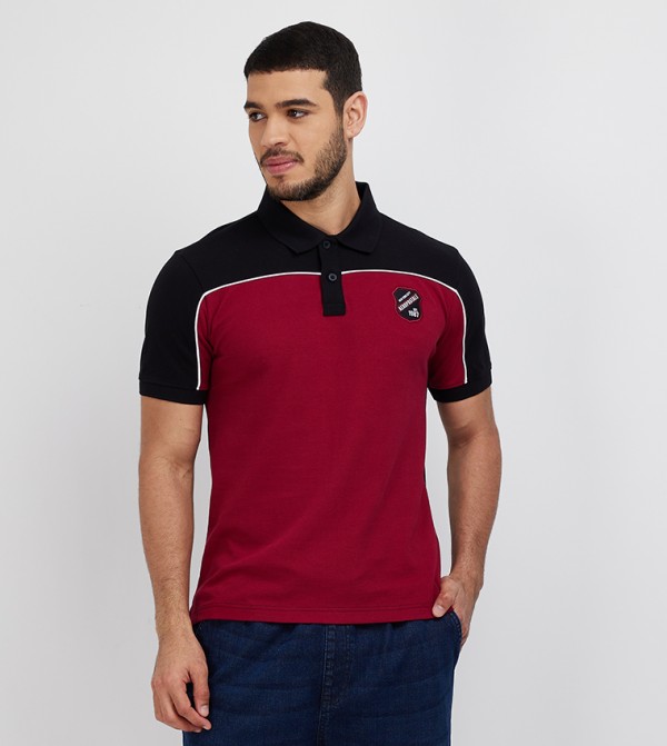 Buy Aeropostale Aero Men's Color Block Polo T Shirt In Red | 6thStreet Bahrain