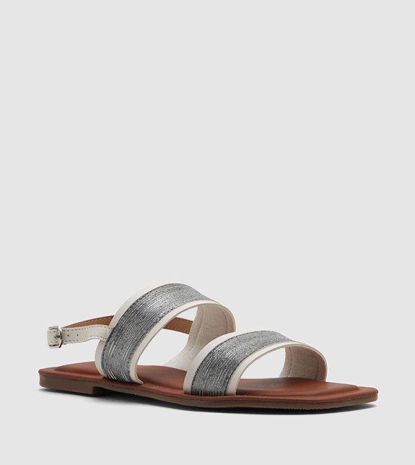 Buy Aeropostale Color Block Flat Sandals In Silver | 6thStreet UAE