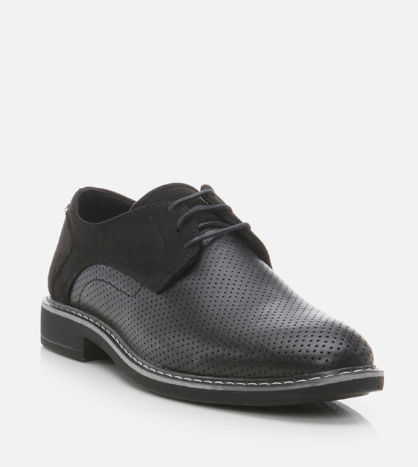 Buy Yaya By Hotiç Perforated Lace Up Derby Shoes In Black | 6thStreet UAE