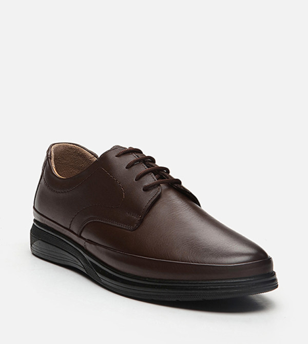 Buy Yaya By Hotiç Textured Classic Lace Up Oxford Shoes In Brown ...