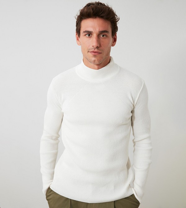 Buy Trendyol Slim Fit Corduroy Knitted Sweater In White | 6thStreet ...