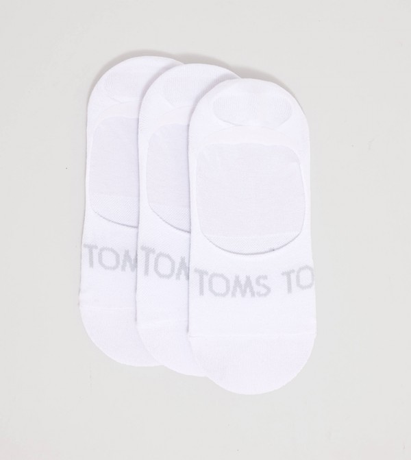 Buy Toms Pack Of 3 Logo Detail No Show Socks In White | 6thStreet UAE
