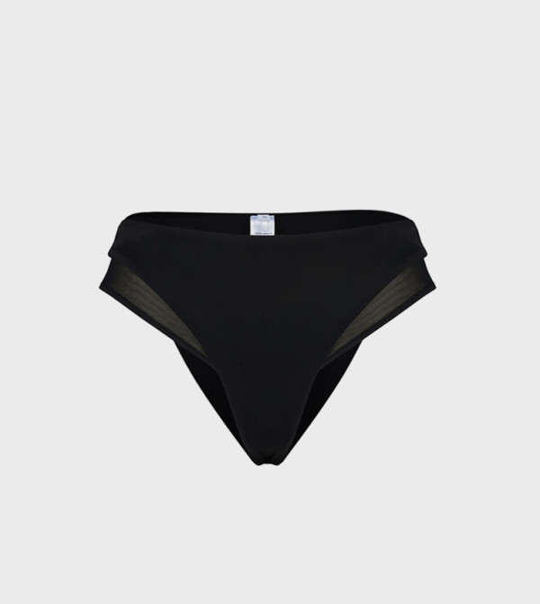 Buy Trendyol Mesh Detail High Waist Bikini Bottom In Black | 6thStreet ...