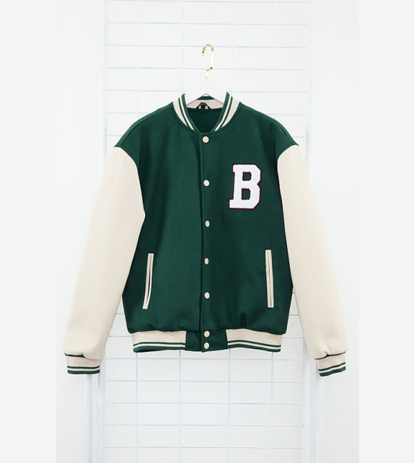 Buy Trendyol Color Block Stand Collar Varsity Jacket In Multiple Colors ...