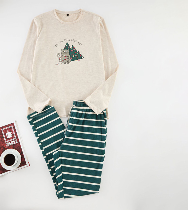 Buy Trendyol Couple Christmas Theme Pajama Set In Multiple Colors ...