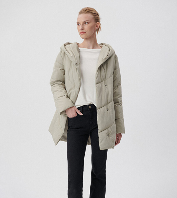 Buy Mavi Solid Hooded Puffer Jacket In Grey | 6thStreet UAE