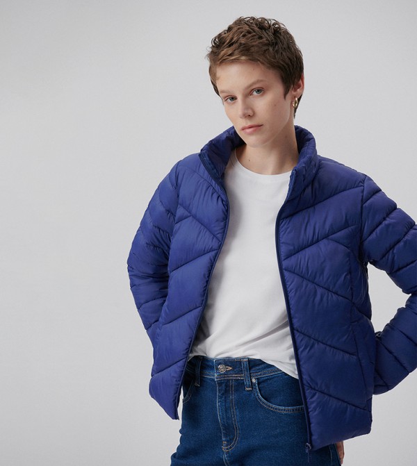 Buy Mavi Solid High Neck Puffer Jacket In Navy | 6thStreet Saudi Arabia