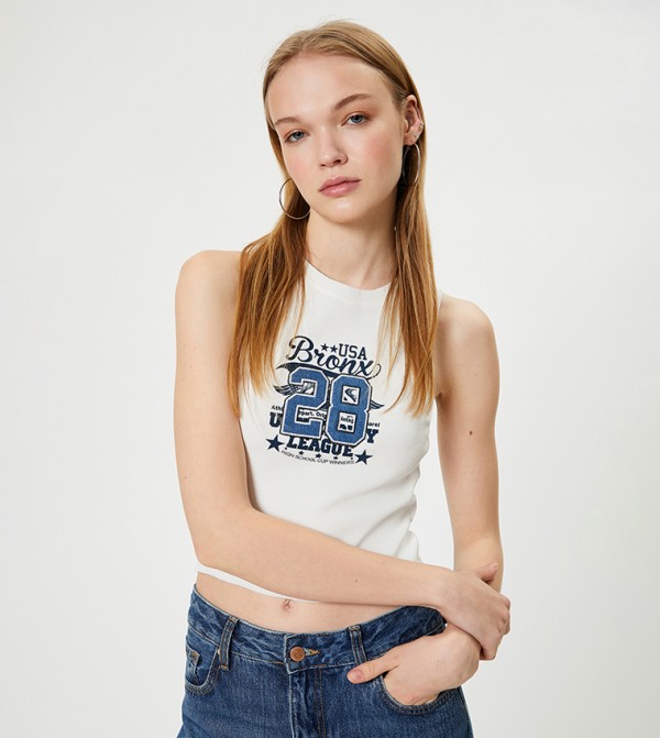 Buy Koton Printed Crop Tank Top In Beige 6thstreet Uae