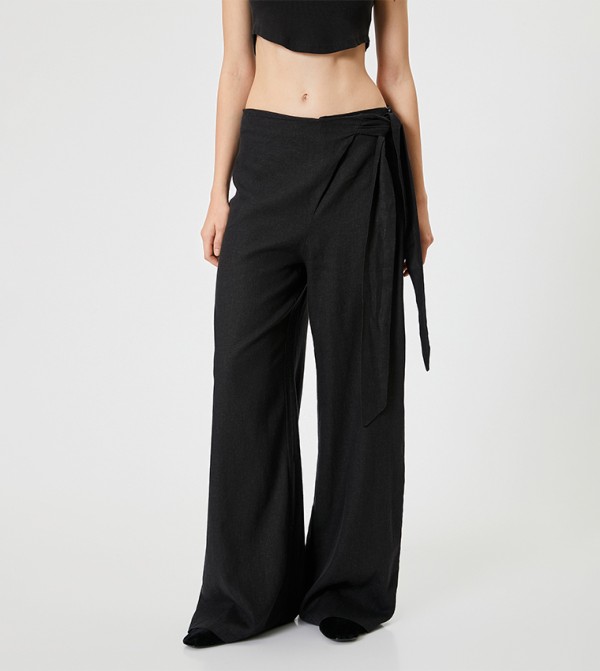 Buy Koton Solid Relaxed Fit Pants In Black | 6thStreet UAE