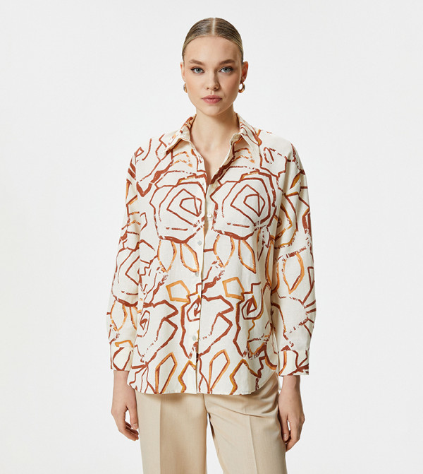 Buy Koton Patterned Long Sleeves Shirt In Beige | 6thStreet UAE