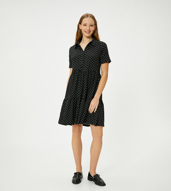 Buy Koton Polka Dots Tiered Dress In Black | 6thStreet UAE