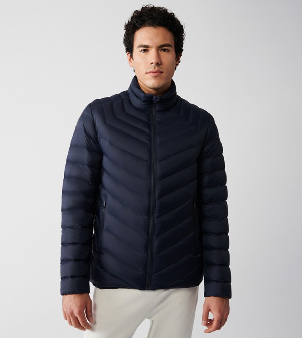 Buy Avva Zip Through Puffer Jacket In NAVY BLUE | 6thStreet Saudi Arabia