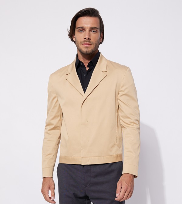 Buy Calvin Klein Minimal Lapel Neck Tencel Jacket In Beige | 6thStreet ...